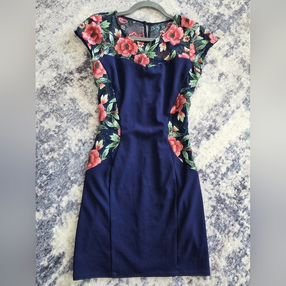 BCX | Dresses | Bcx Navy And Pink Floral Mini Dress | Poshmark